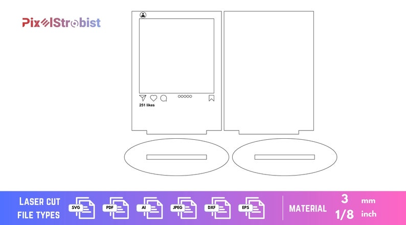 Insta Style Photo Frame (SVG, EPS) Laser Cut Files for Xtoold, Ortur ...
