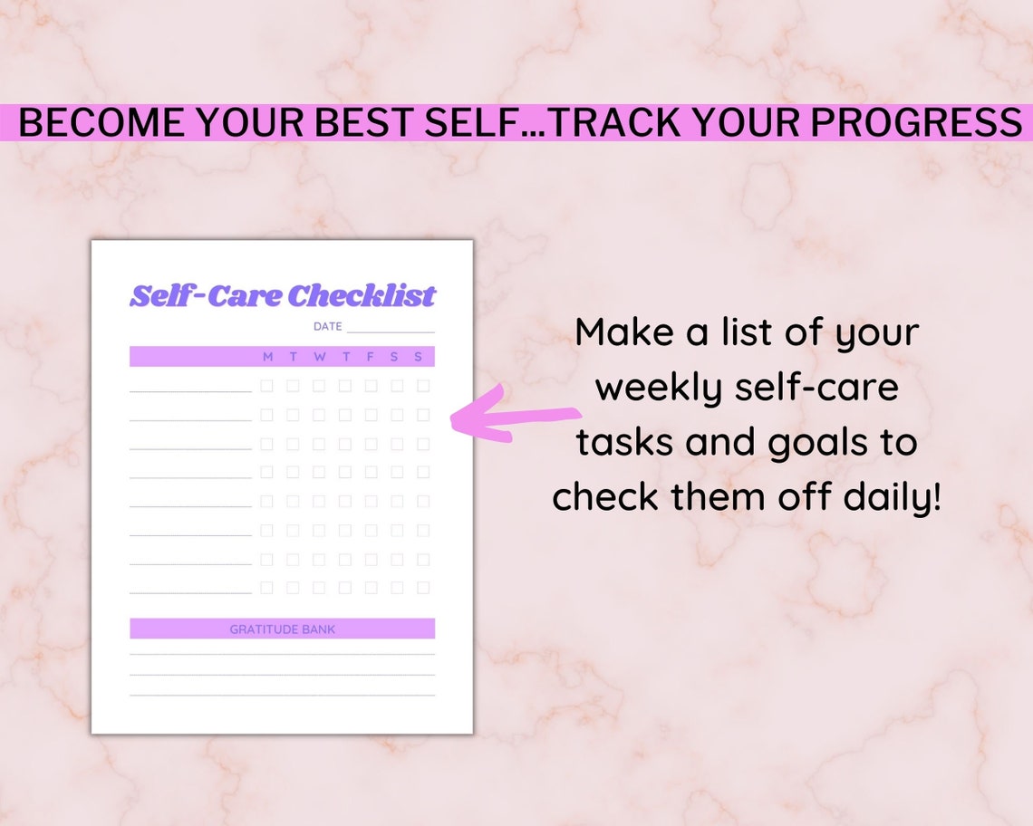 Self Care Checklist Self Care Planner Self Care Journal - Etsy