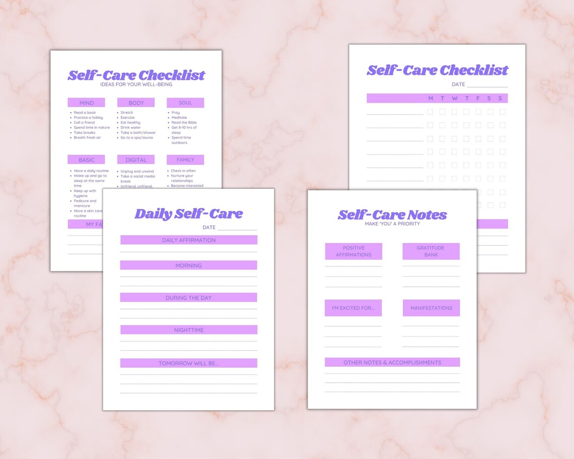 Self Care Checklist Self Care Planner Self Care Journal - Etsy