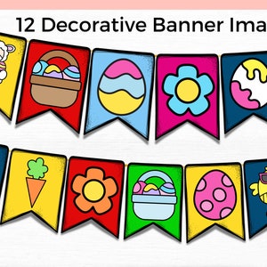 Happy Easter Banner: Printable Spring Bulletin Board Bunting (PDF) - Etsy