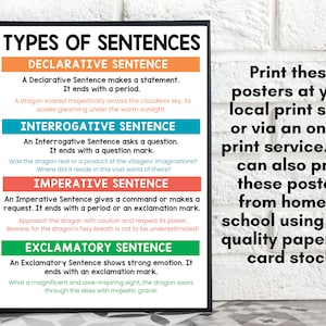 Grammar Posters, Types of Sentences Posters, English Classroom Decor ...
