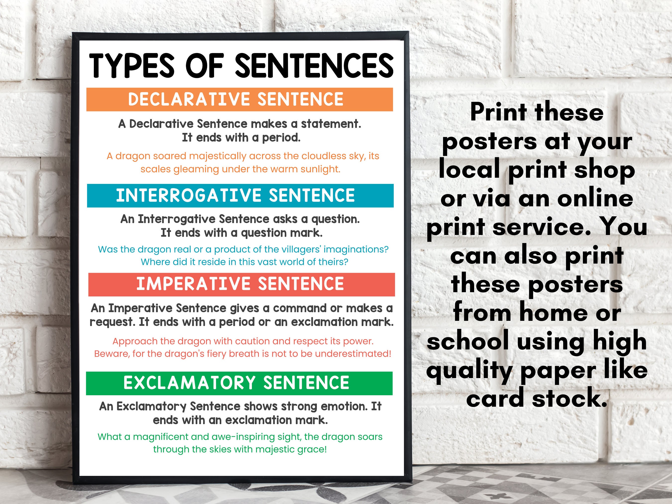 Grammar Posters, Types of Sentences Posters, English Classroom Decor ...