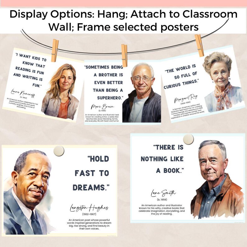 Author Quote Posters: Classroom Library Decor, Reading Month (PDF ...