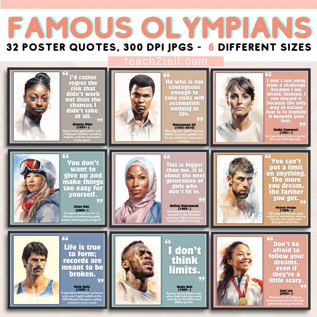 Olympic Athlete Motivational Posters for Classroom Decor, Inspiring PE ...