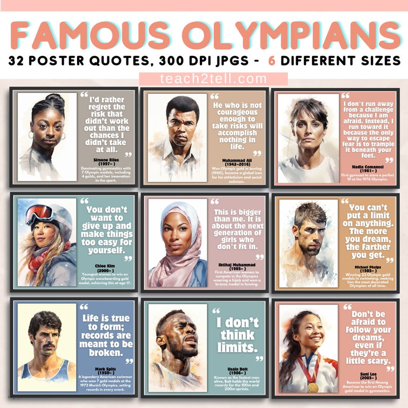 Olympic Athlete Motivational Posters for Classroom Decor, Inspiring PE ...