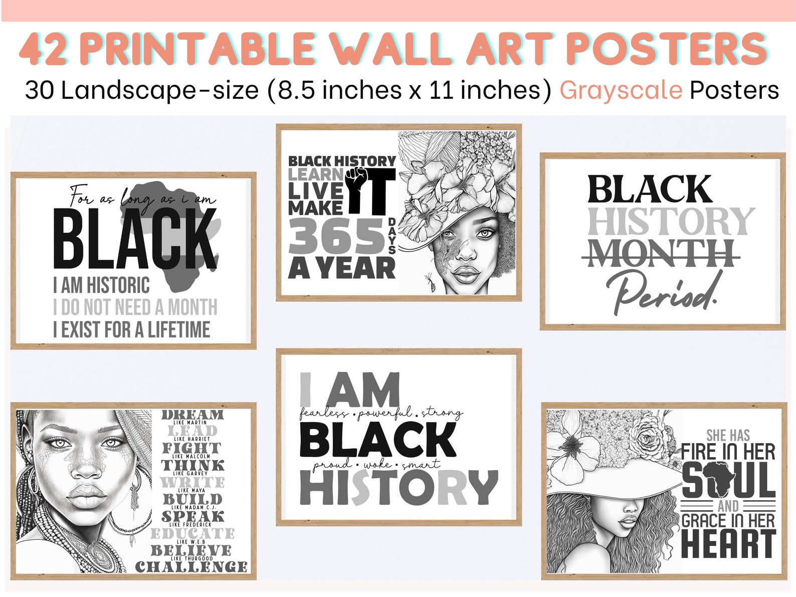 Black History Month Posters Black Woman Wall Art Black History Wall Art ...