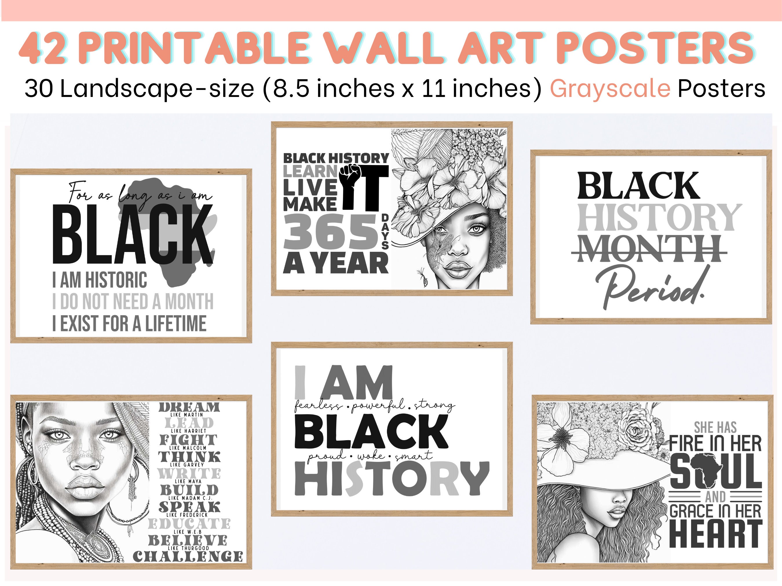 Black History Month Posters Black Woman Wall Art Black History Wall Art ...