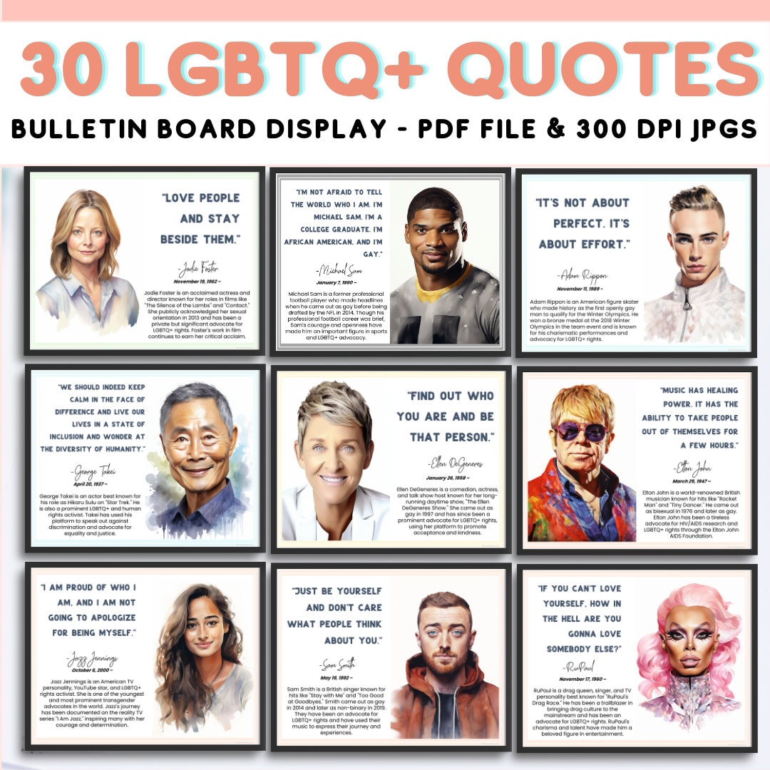 LGBTQ Bulletin Board Ideas, Empowerment Quotes Printable Posters, Pride ...