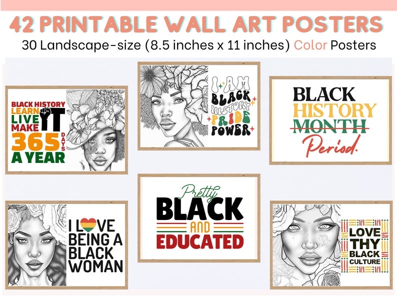 Black History Month Posters Black Woman Wall Art Black History Wall Art ...