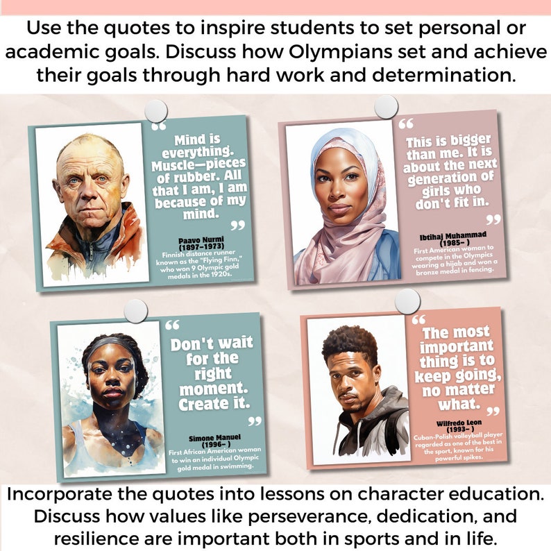 Olympic Athlete Motivational Posters for Classroom Decor, Inspiring PE ...