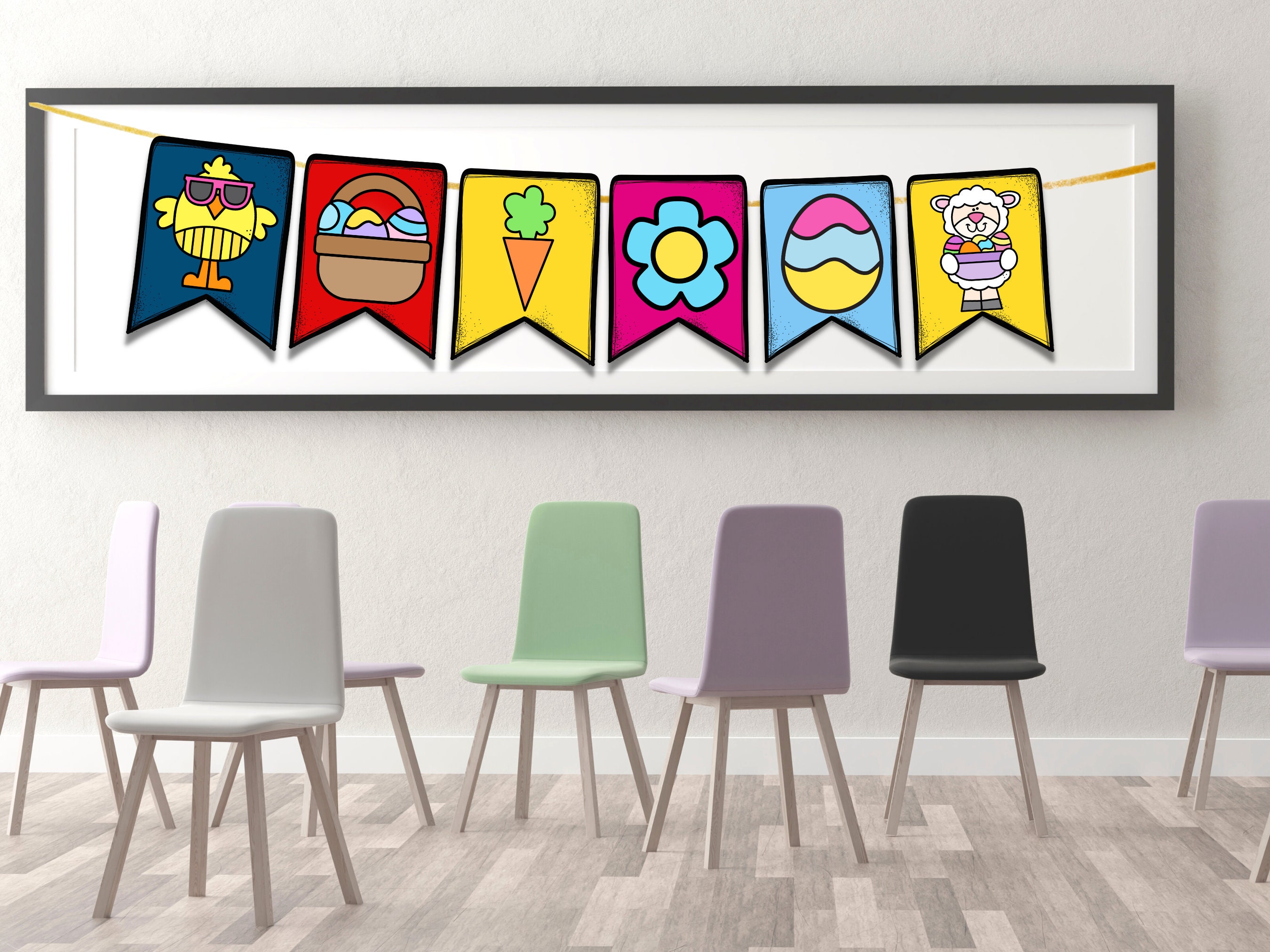 Happy Easter Banner: Printable Spring Bulletin Board Bunting (PDF) - Etsy
