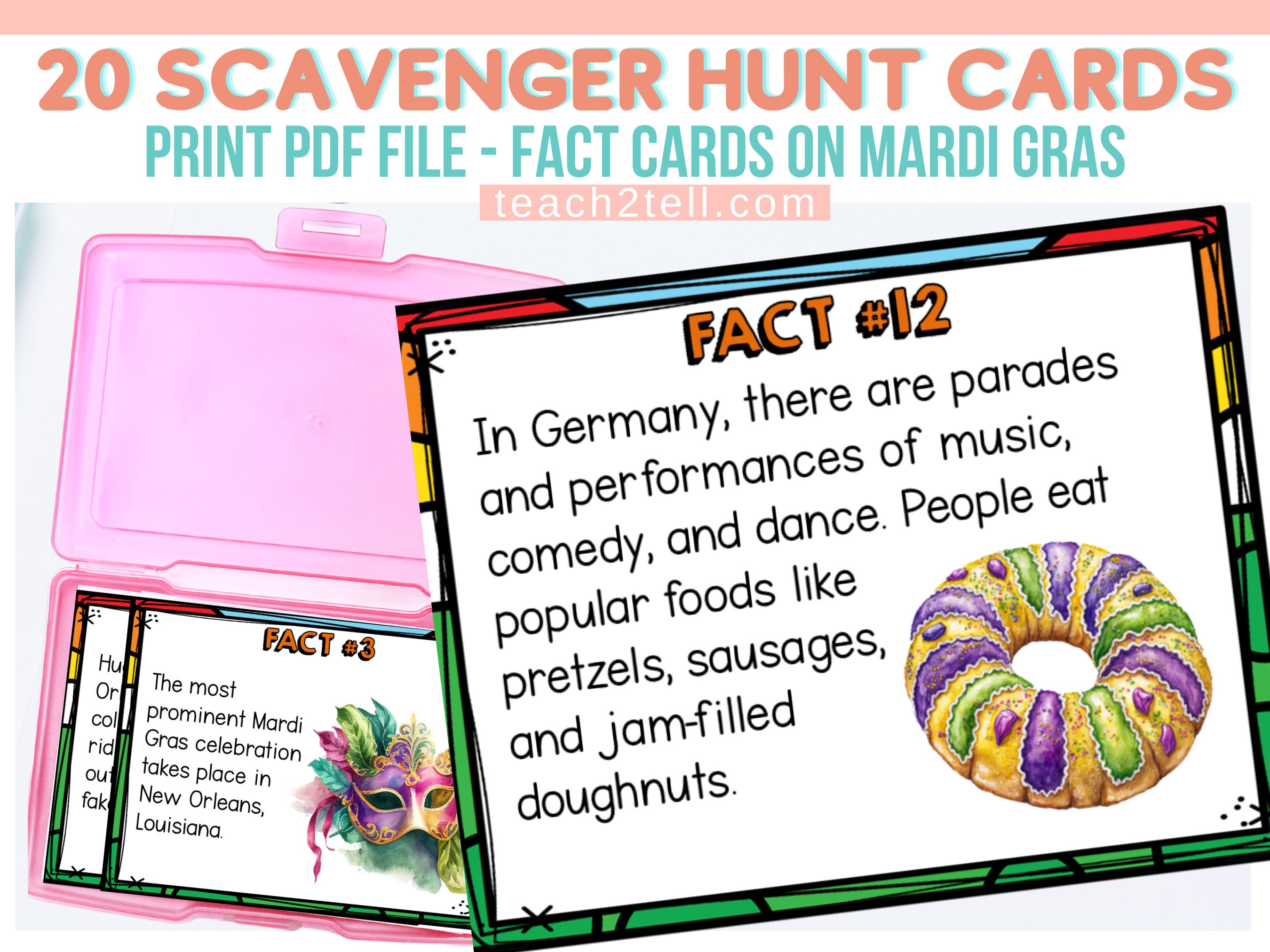 Mardi Gras Printables Reading Comprehension Activities Scavenger Hunt ...