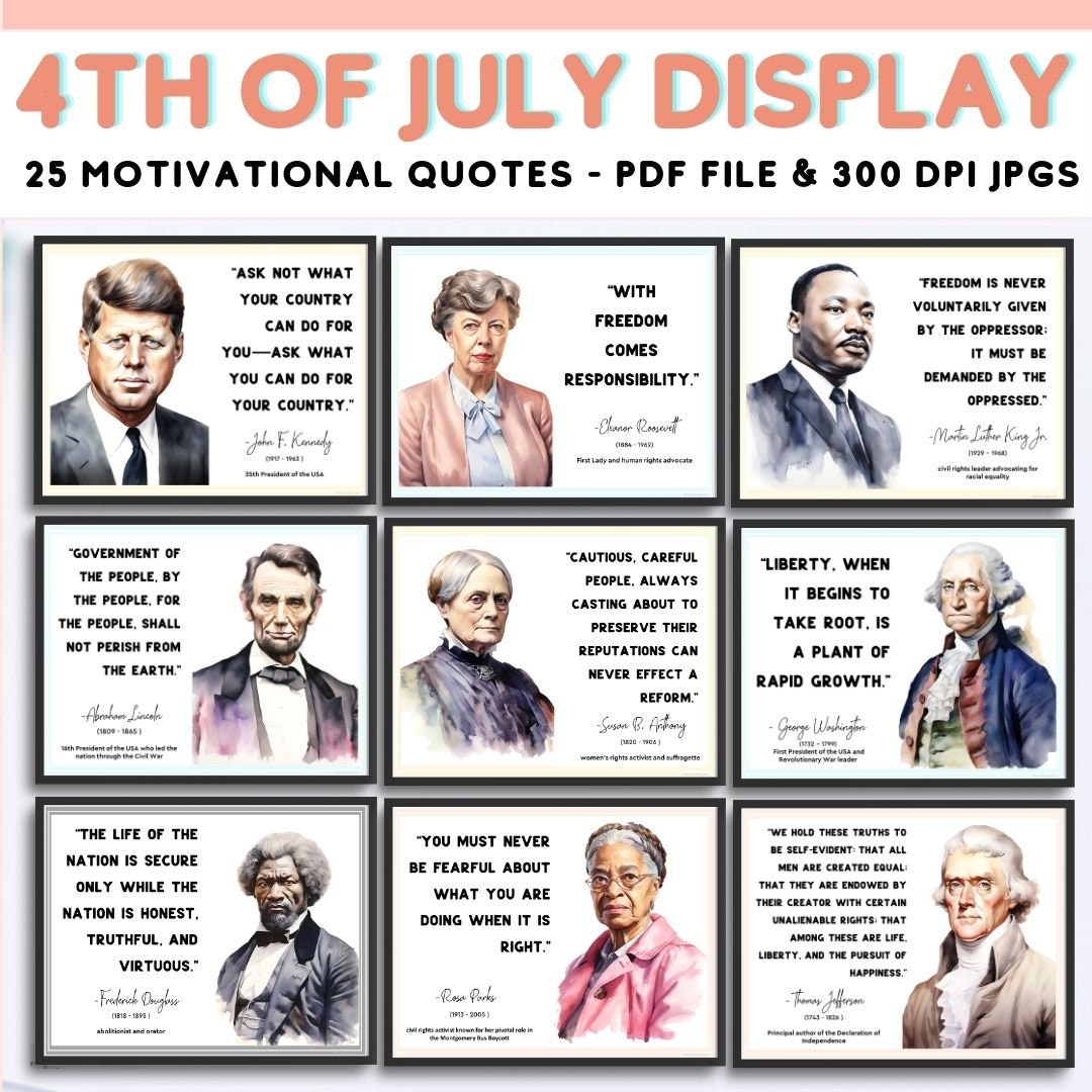 Patriotic Motivational Quotes Posters: Classroom Decor (PDF & JPG) - Etsy