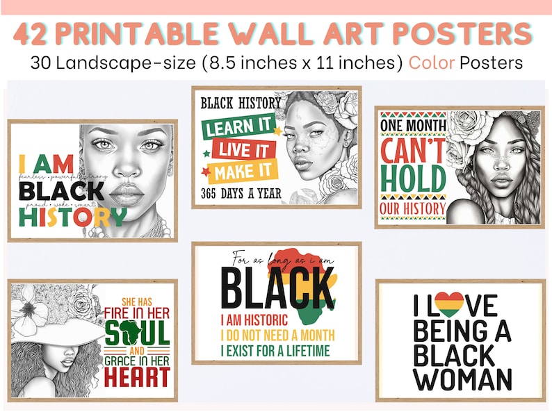 Black History Month Posters Black Woman Wall Art Black History Wall Art ...