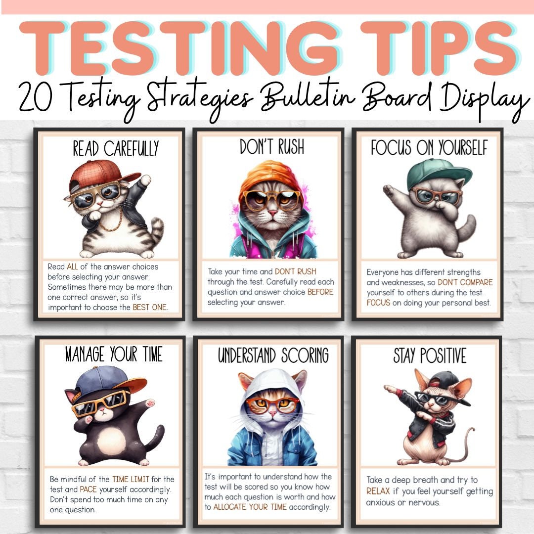 Test Strategies Board, Test Prep Tips Classroom Bulletin Board, Test ...