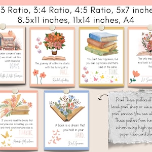 Reading Quotes Poster Set: Classroom Library Decor (digital Download ...