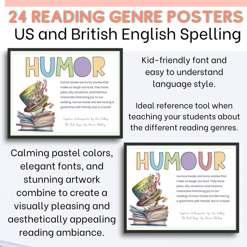 Reading Genre Posters: Classroom & Library Decor (digital Download) - Etsy