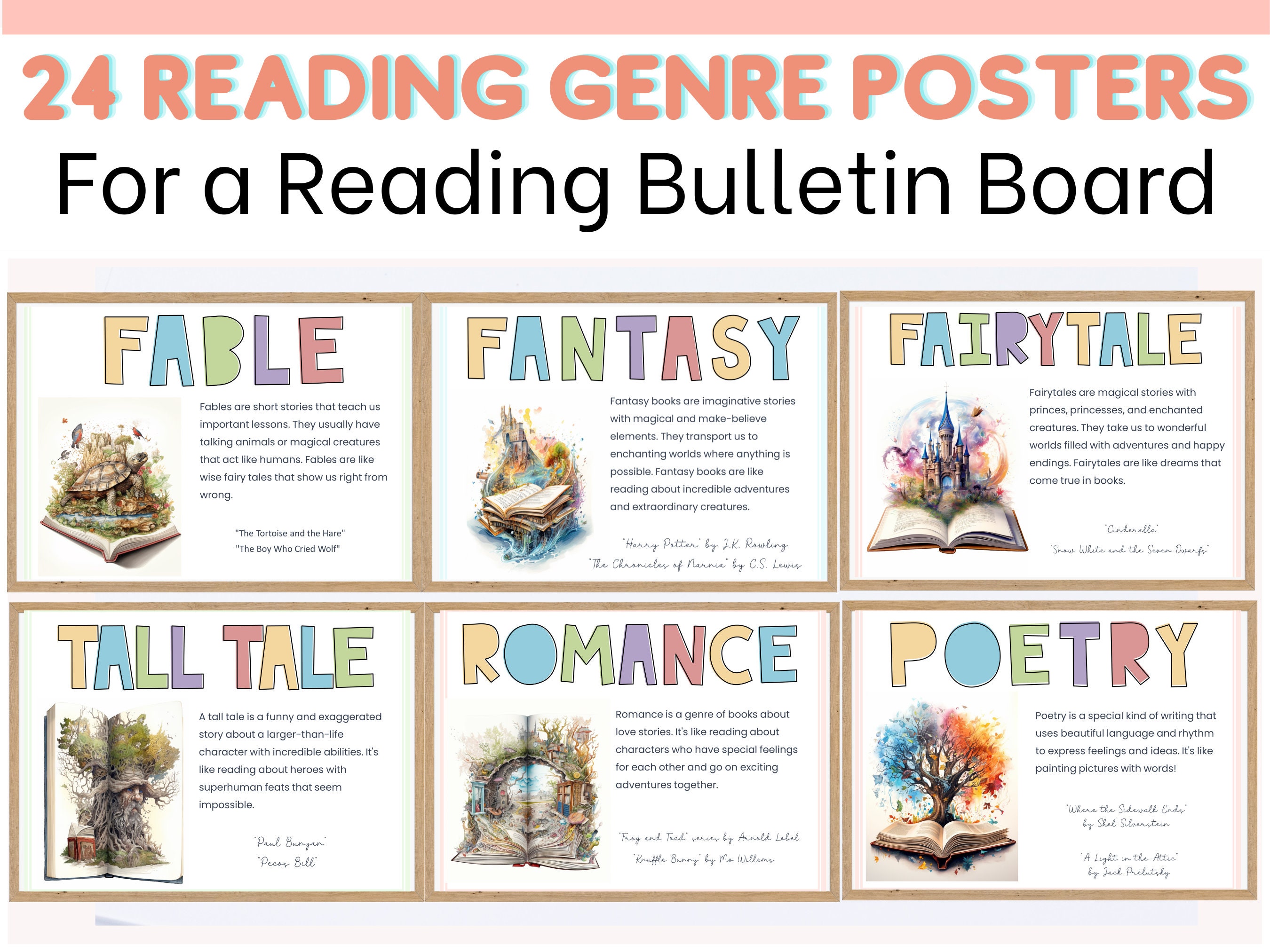 Reading Genre Posters for Classroom and Library Decor - Etsy UK