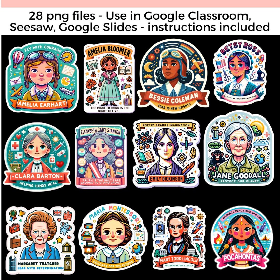 Women's History Stickers: 28 Inspirational Quote Stickers (digital ...