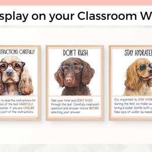 Testing Tips Posters: Dog Theme Bulletin Board (editable, Digital ...