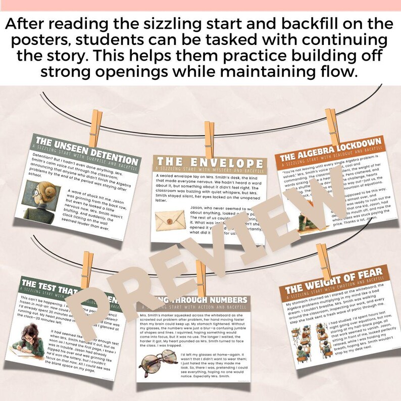 Narrative Writing Posters: Sizzling Starts & Backfill - Seven Steps ...