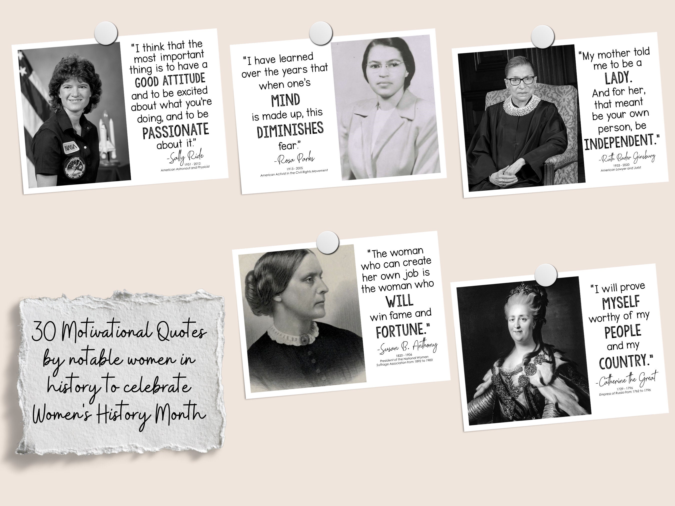 Women's History Month Posters: Inspirational Quotes (digital Download ...