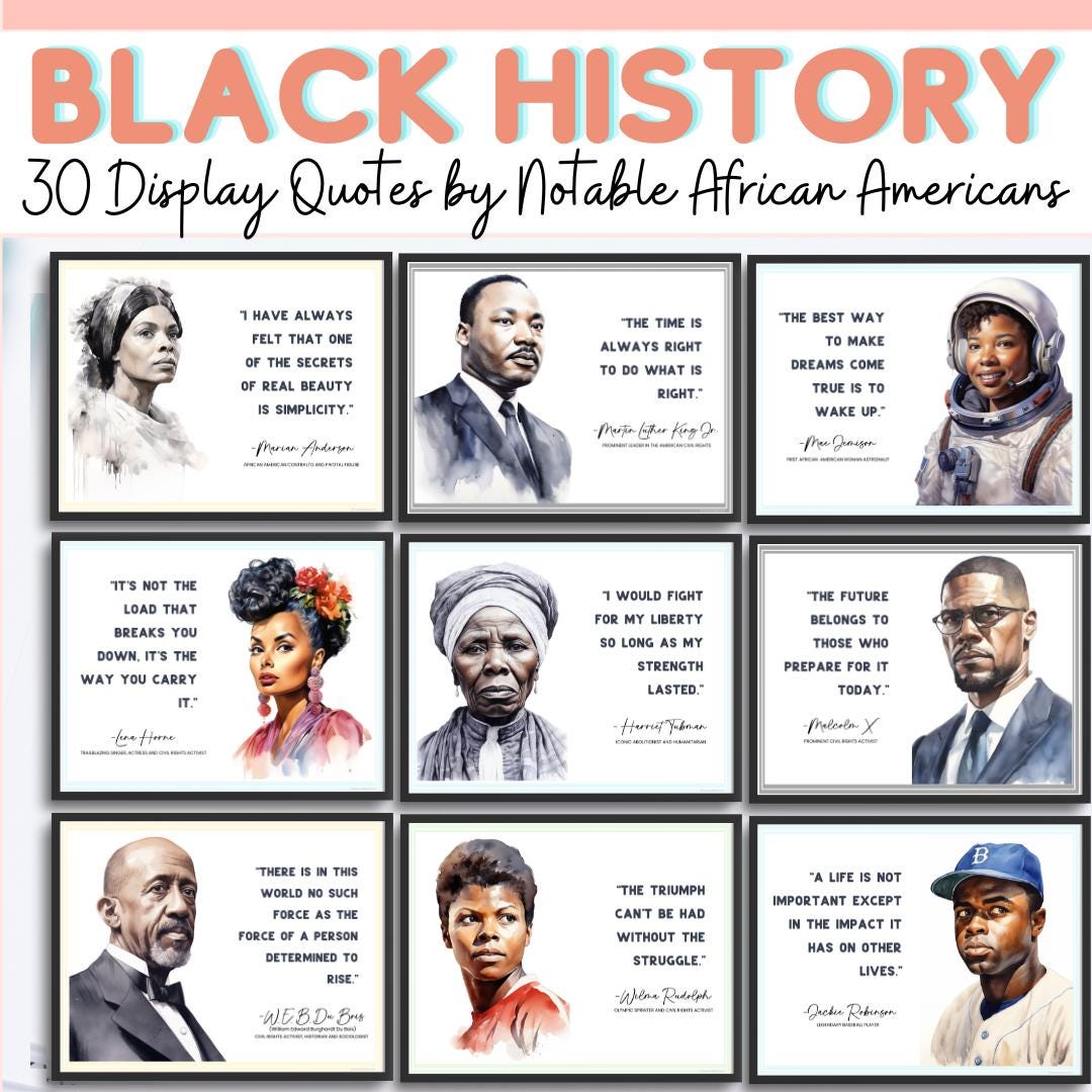 Black History Month Bulletin Board Decorations Posters, 30 African ...