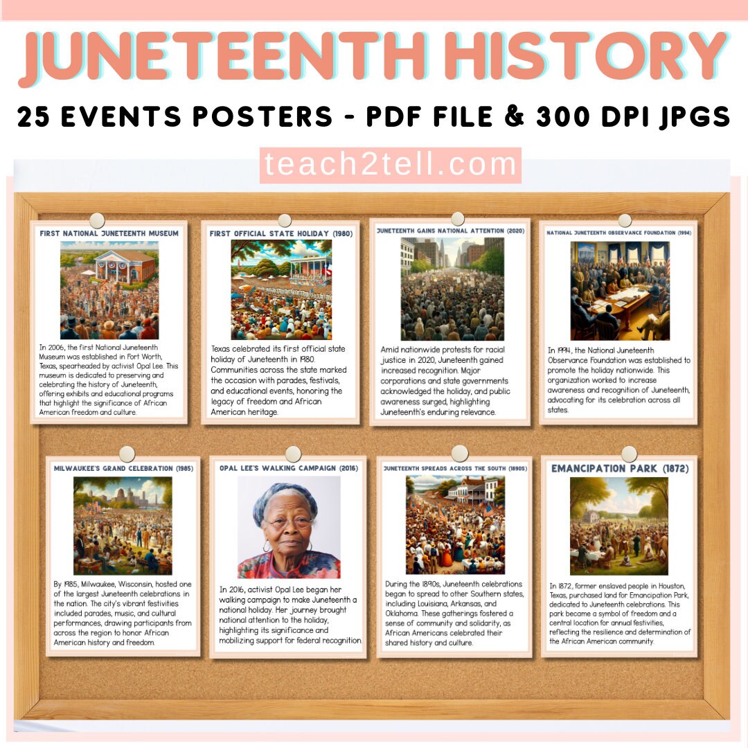 Juneteenth History Posters: 25 Events, Black History Decor (PDF & JPG ...
