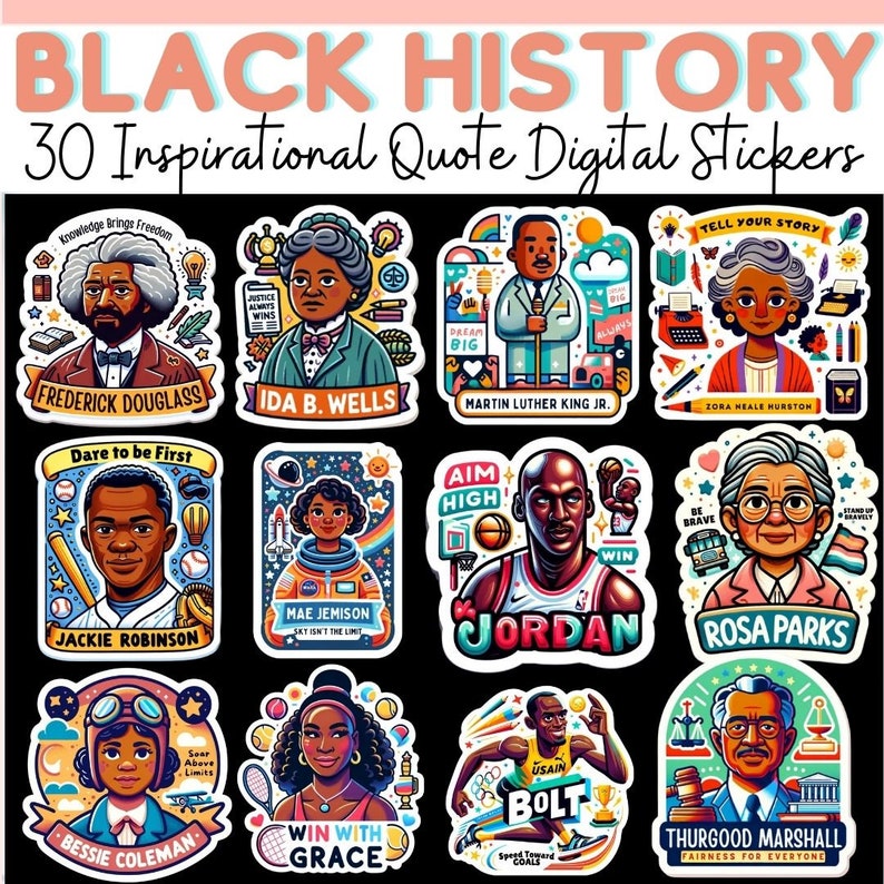 Black History Month Decorations Stickers: Inspirational Leaders ...
