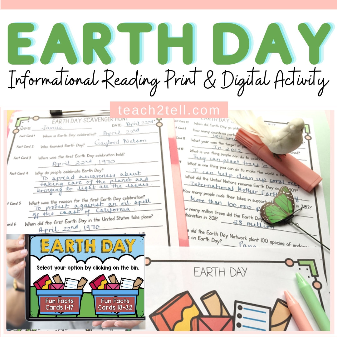 Earth Day Scavenger Hunt: Reading Comprehension Activities (printable ...