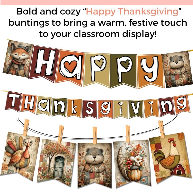 Thanksgiving Banner Printable Classroom Party Decor Download (PDF + JPG ...