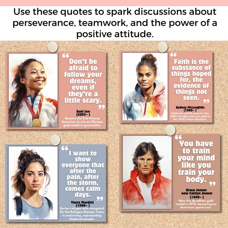 Olympic Athlete Motivational Posters for Classroom Decor, Inspiring PE ...