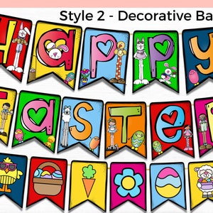 Happy Easter Banner: Printable Spring Bulletin Board Bunting (PDF) - Etsy