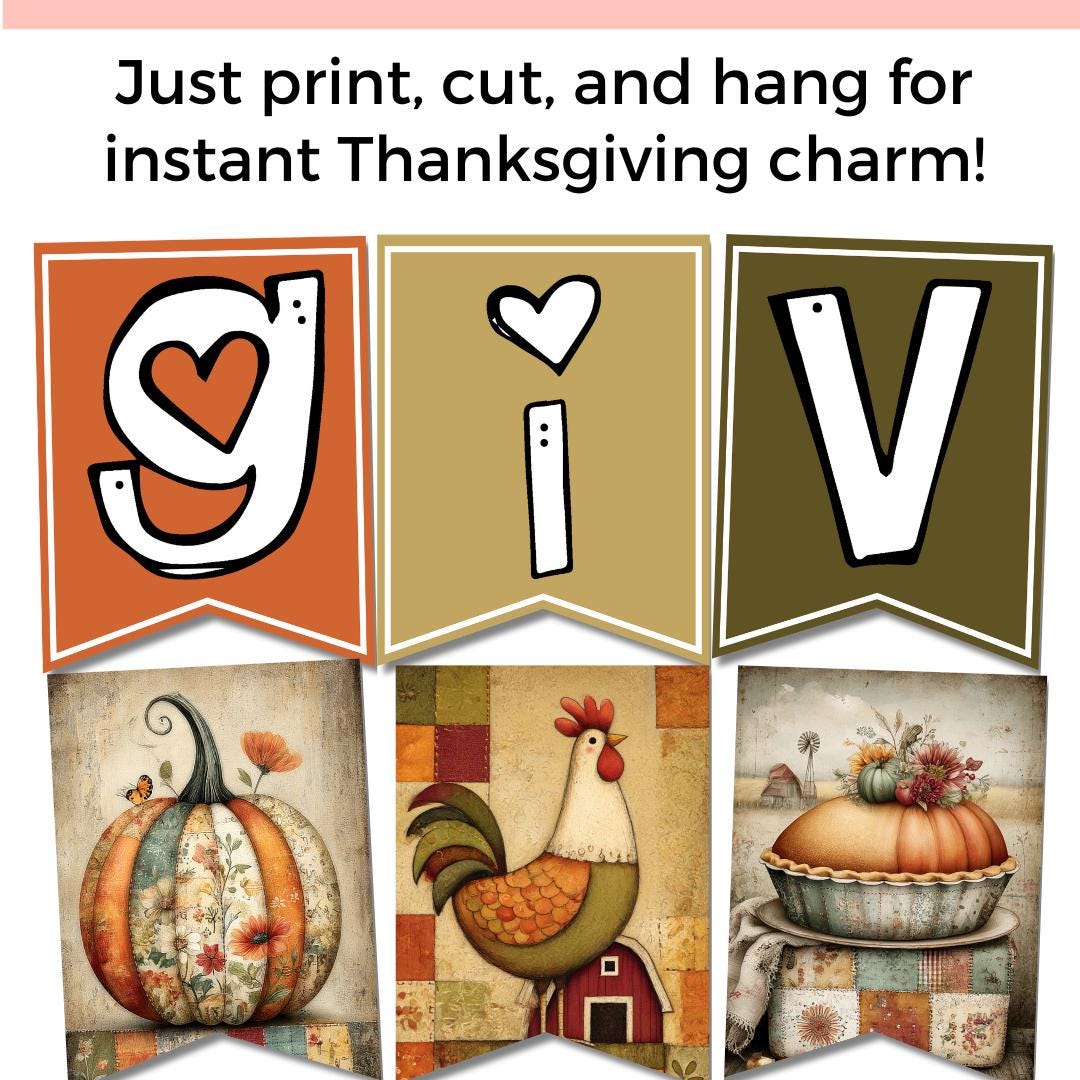Thanksgiving Banner Printable Classroom Party Decor Download (PDF + JPG ...