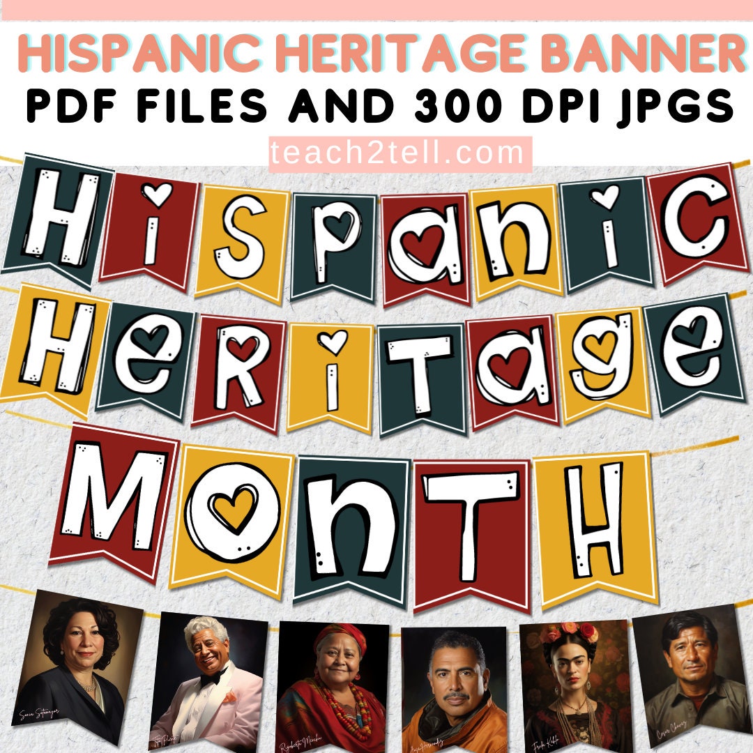 Happy Hispanic Heritage Month Banner, Iconic Hispanic Americans ...