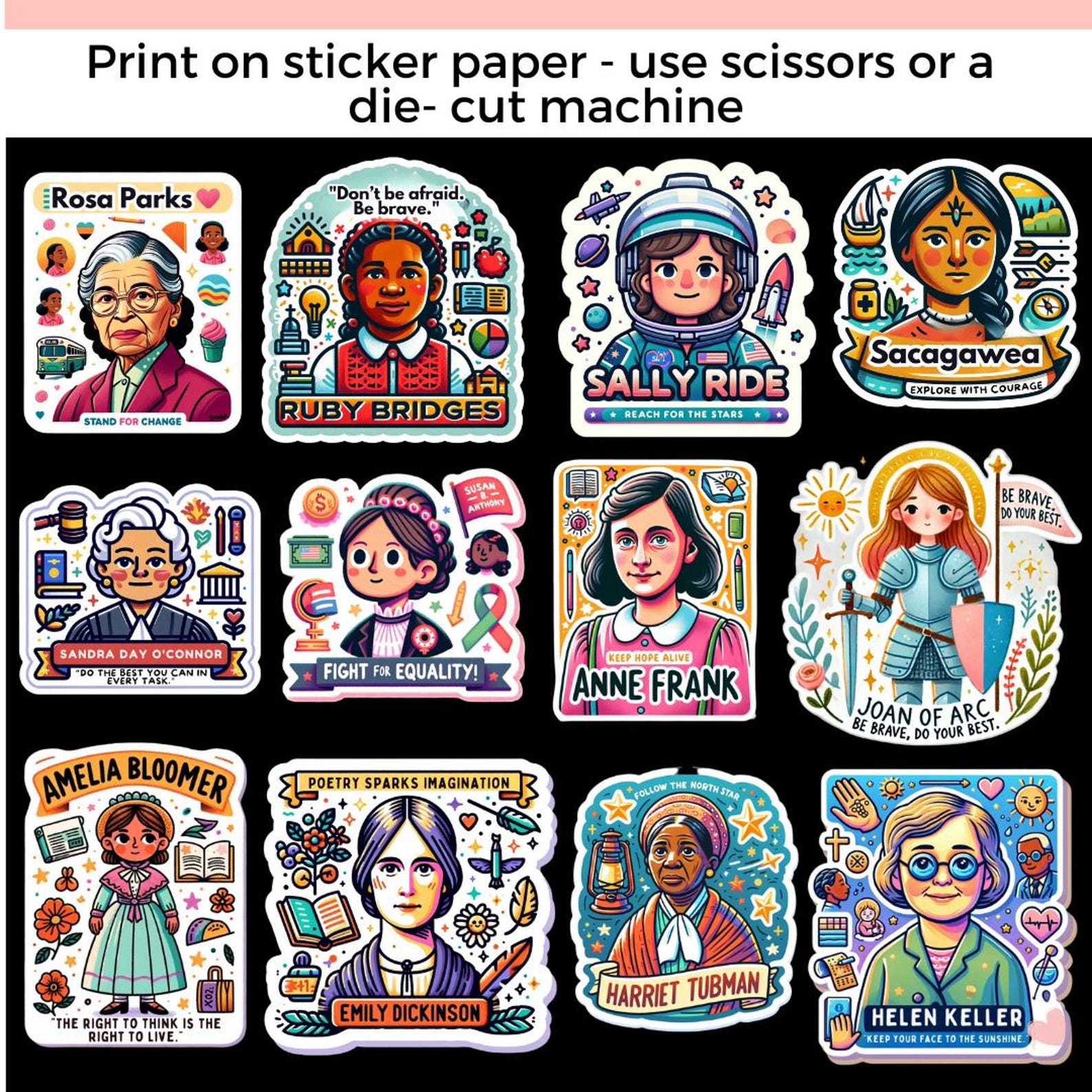 Women's History Stickers: 28 Inspirational Quote Stickers (digital ...
