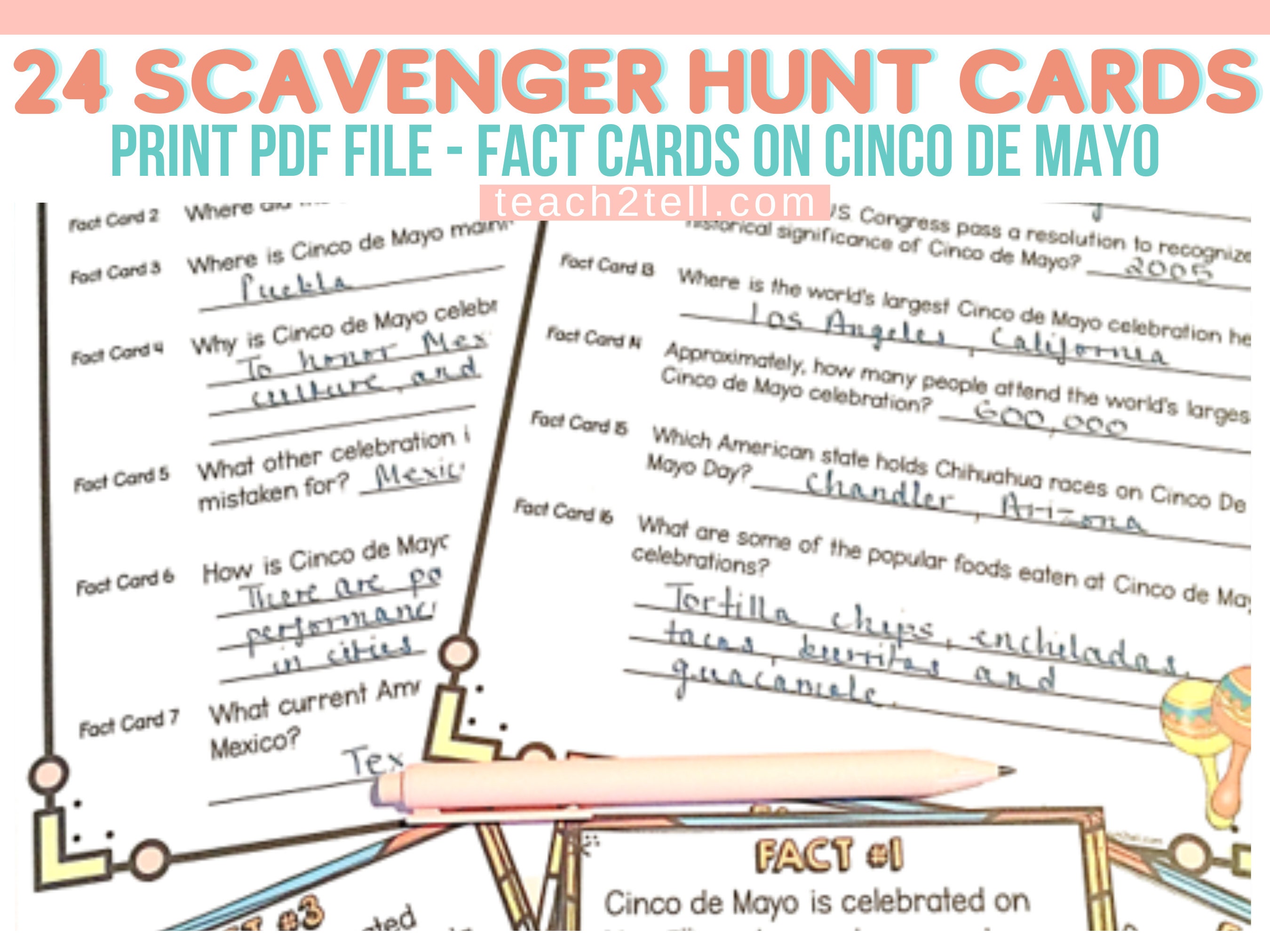 Cinco De Mayo Printables Reading Comprehension Activities Scavenger ...