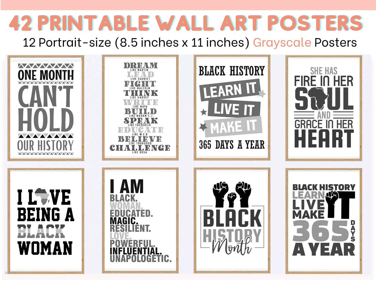 Black History Month Posters Black Woman Wall Art Black History Wall Art ...