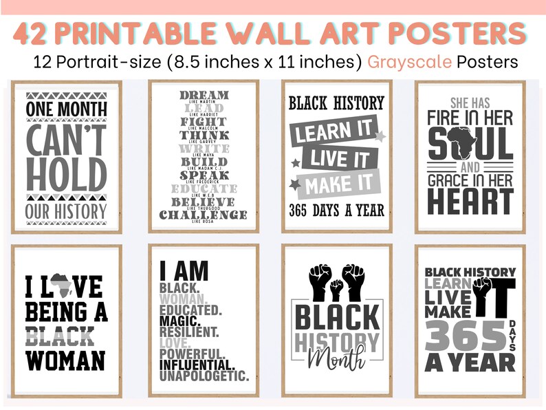 Black History Month Posters Black Woman Wall Art Black History Wall Art ...