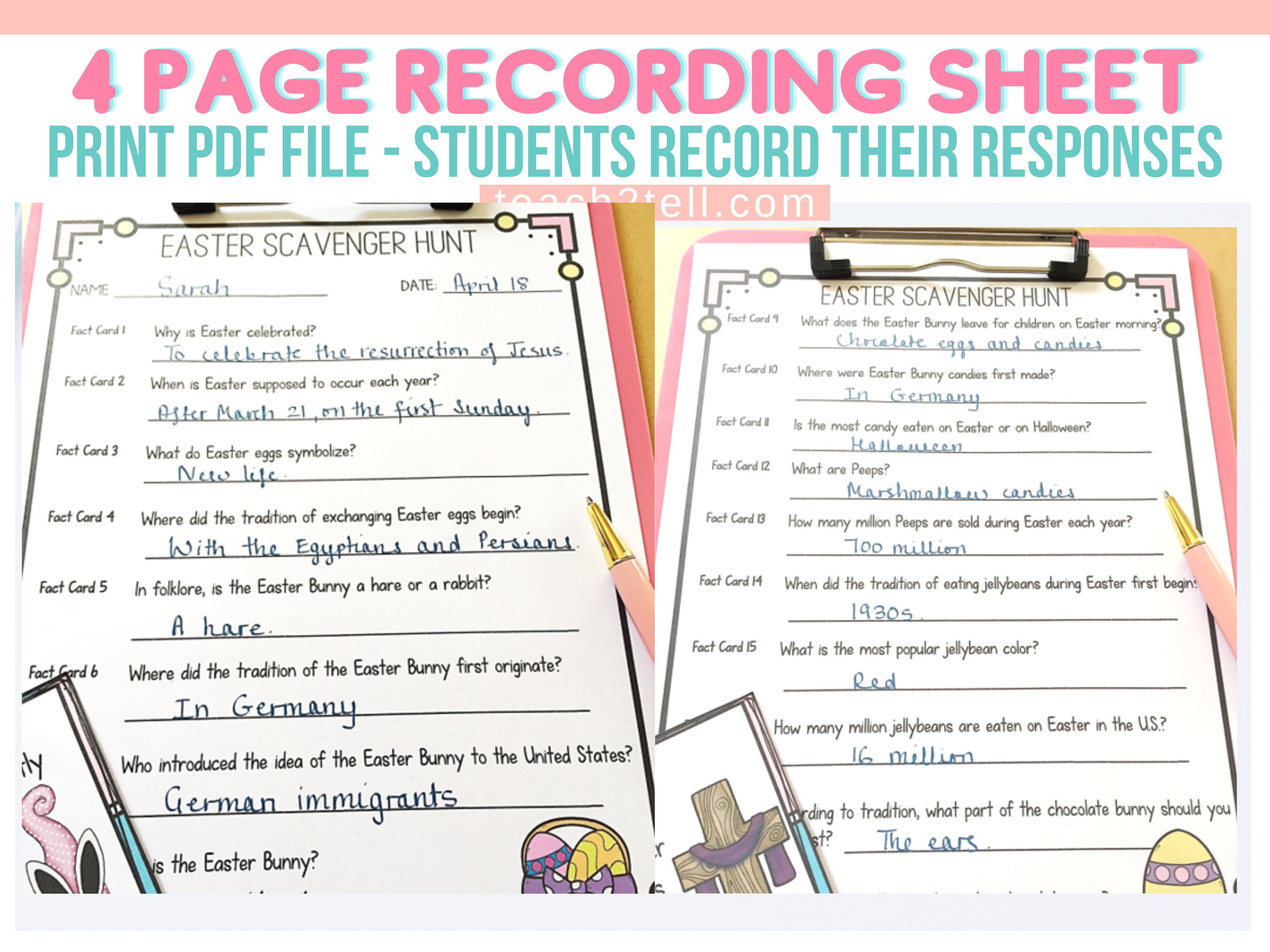 Easter Printables Reading Comprehension Activities Easter Scavenger ...