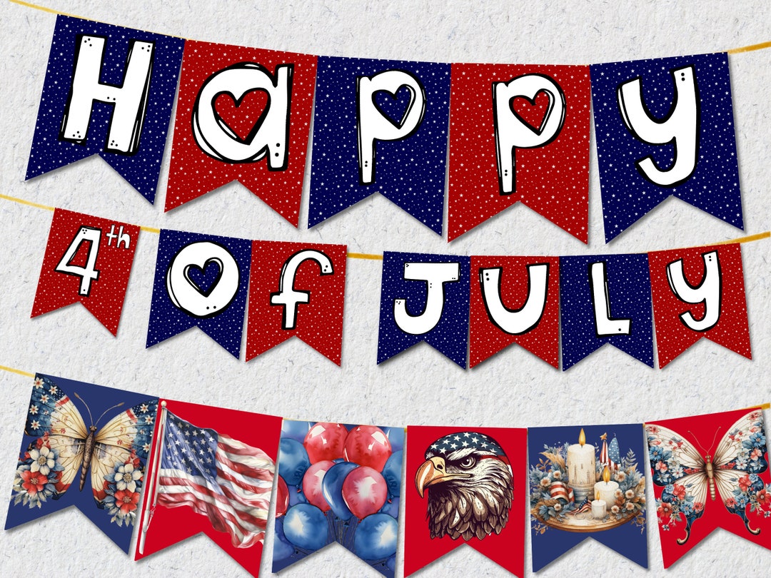 4th of July Banner: Patriotic Party Decor (PDF Files) - Etsy