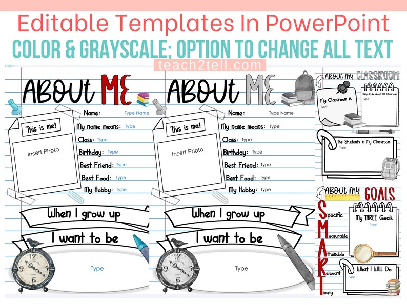 Editable All About Me Printable Back to School Teacher First Day of ...