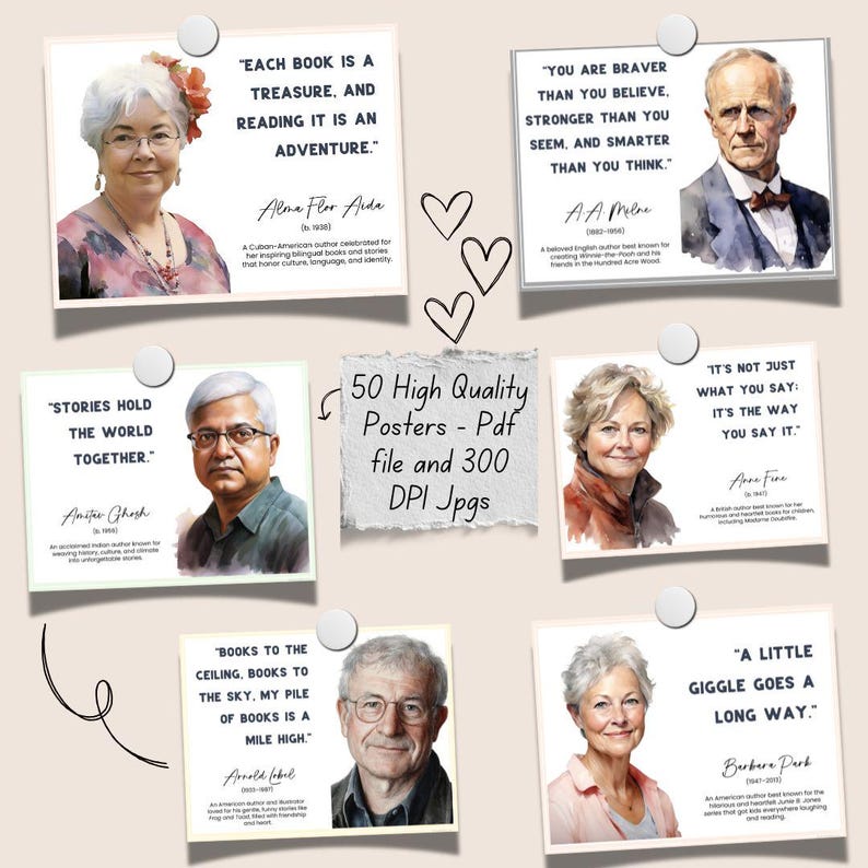 Author Quote Posters: Classroom Library Decor, Reading Month (PDF ...