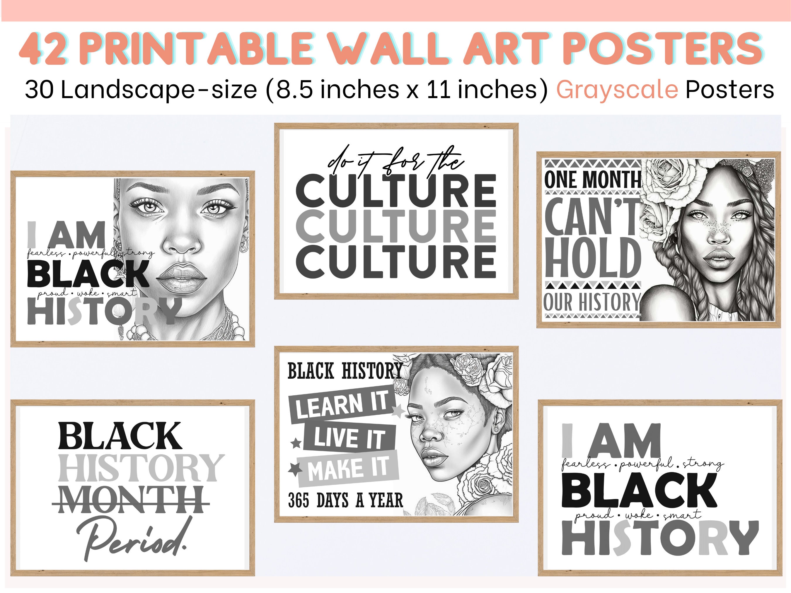 Black History Month Posters Black Woman Wall Art Black History Wall Art ...