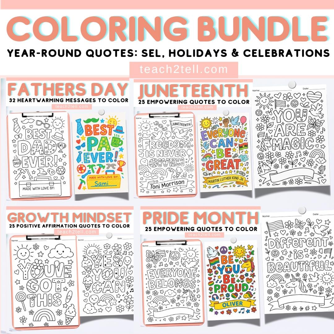 Printable Coloring Pages Bundle for Kids | 600+ Quotes and Holiday ...
