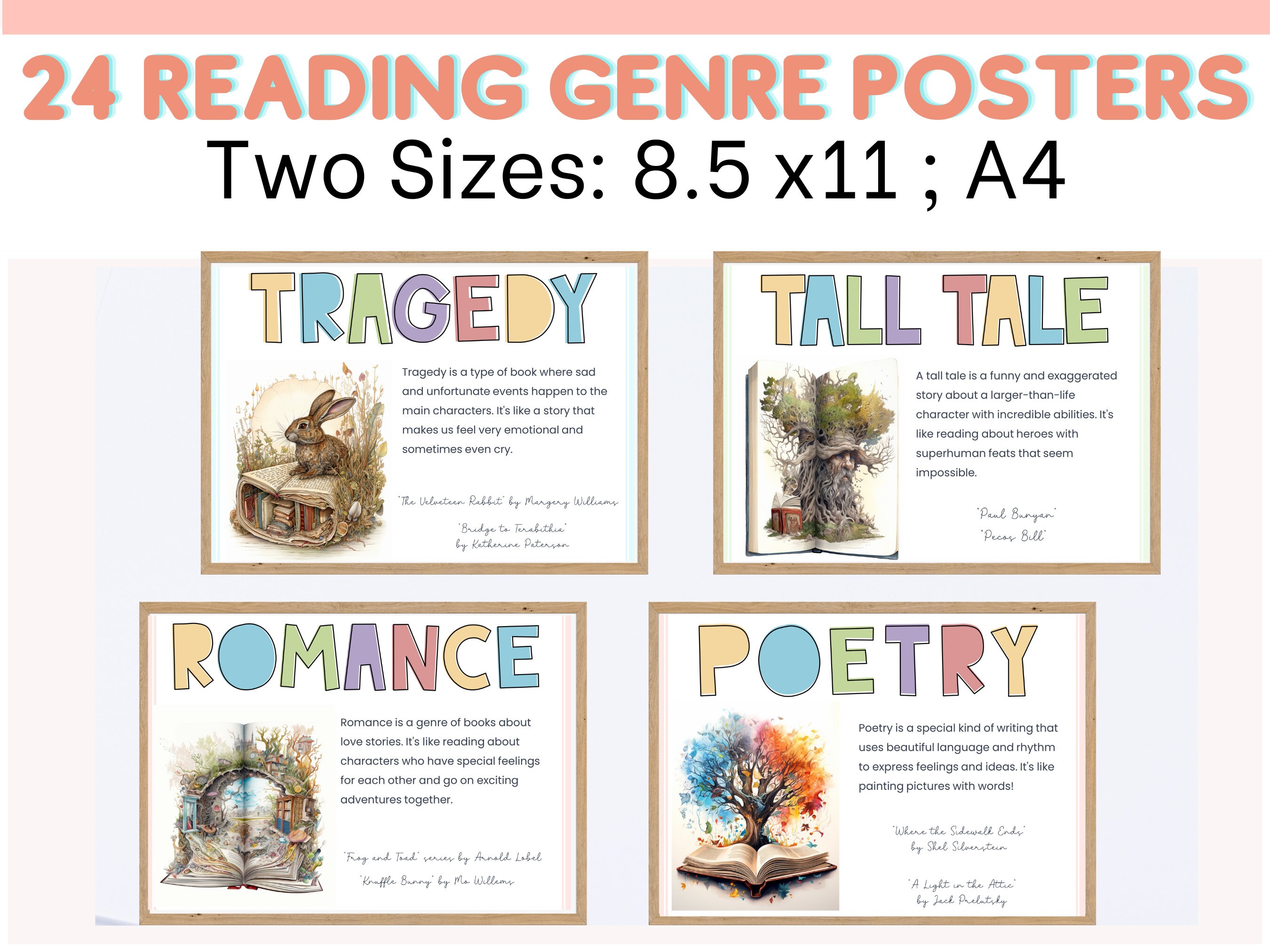 Reading Genre Posters for Classroom and Library Decor - Etsy UK