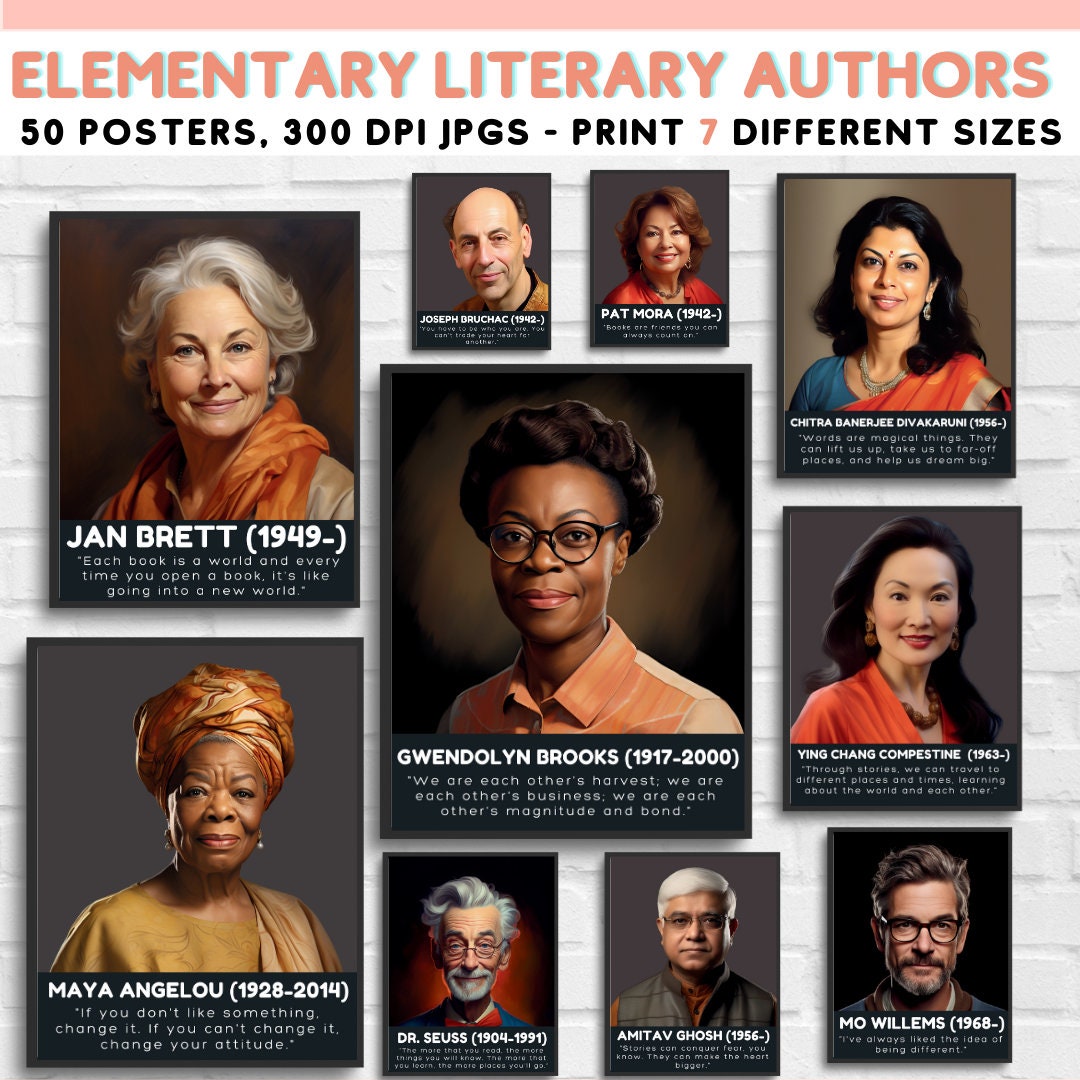 Literary Author Quote Posters: Elementary Classroom Decor (digital ...