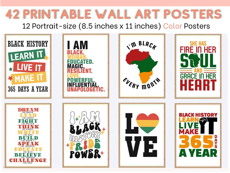 Black History Month Posters Black Woman Wall Art Black History Wall Art ...