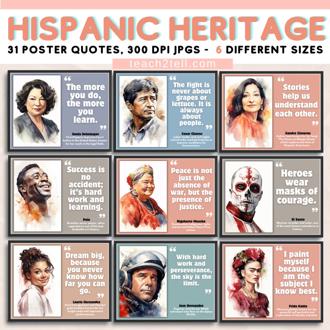 Hispanic Heritage Month Posters: Inspirational Quotes (digital Download ...