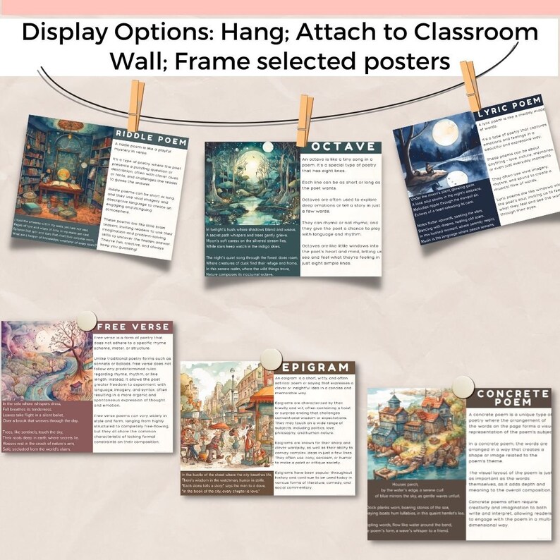 Types of Poems, Types of Poetry, Poetry Decor English Classroom Decor ...